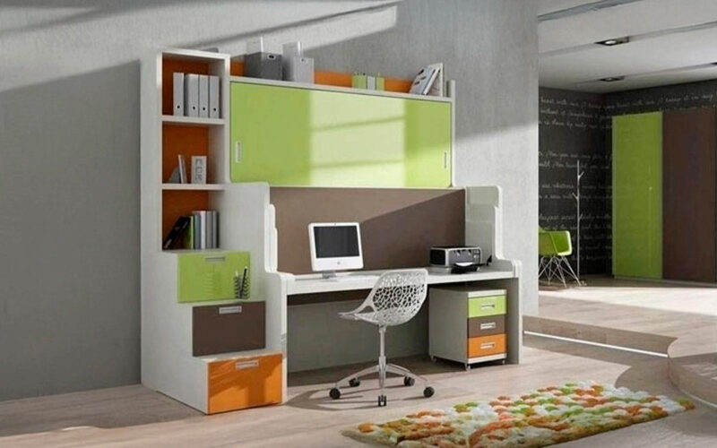 Mueble cama abatible individual y litera con mesa - Sofas Camas Cruces